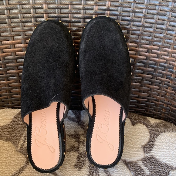 J. Crew | Shoes | J Crew Dakota Clog Black Suede Leather Studded ...